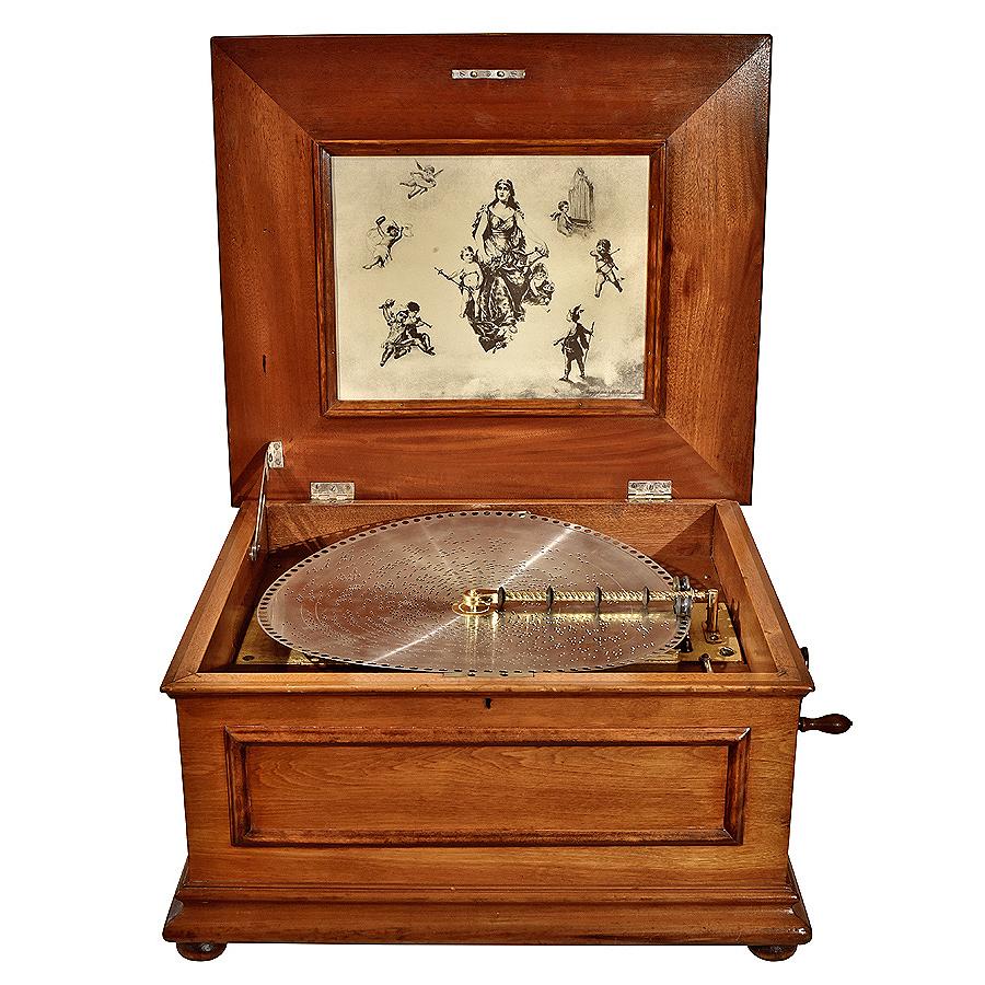 American Regina 15 1/2 Cherrywood Double Comb Disc Music Box ...