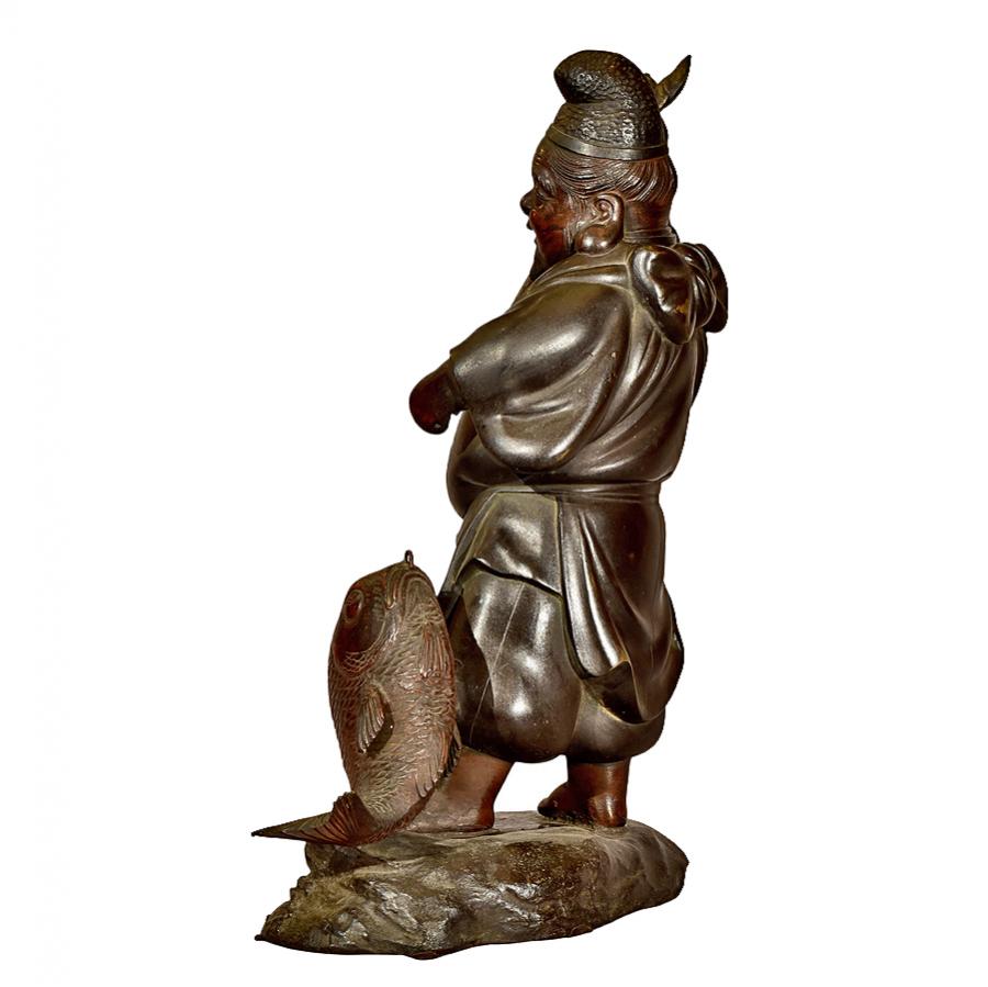 Japanese Bronze Sculpture of Yebisu the God of Fishermen and Prosperity ...
