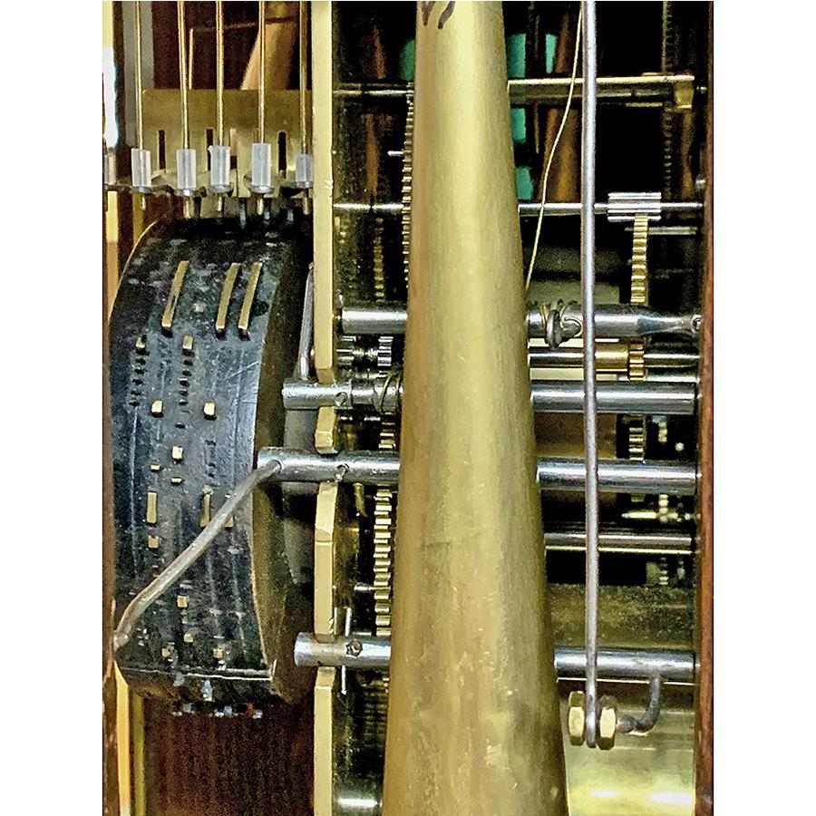 German Rare Carved Oak Trumpeter Clock - Renaissance Antiques