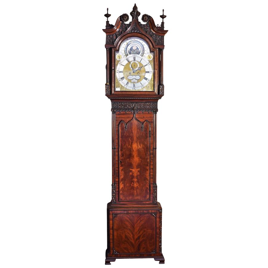 English Tall Case Clock Rare Astronomical Model - Renaissance Antiques