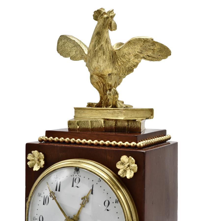 French Mahogany Mantel Clock With Gilt Bronze Rooster - Renaissance ...