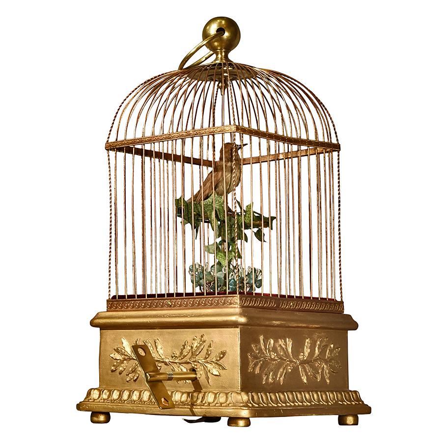 French Singing Bird In Cage Automaton - Renaissance Antiques