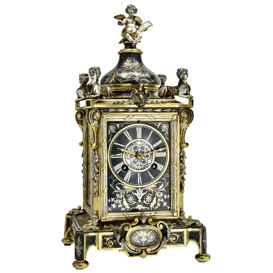 French Unusual Renaissance Style Mantel Clock - Renaissance Antiques