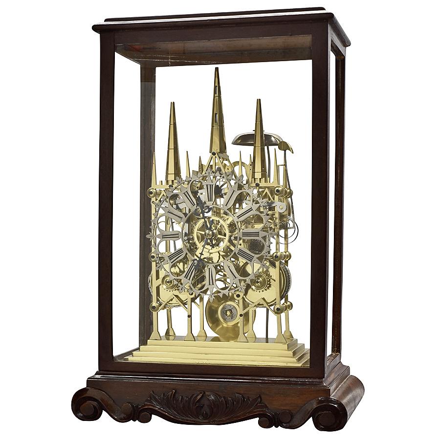 English Lichfield Cathedral Skeleton Clock by Evans of Handsworth ...
