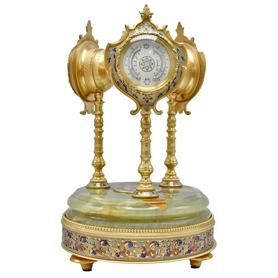 French Three Dial Time and Weather Compendium Clock - Renaissance Antiques