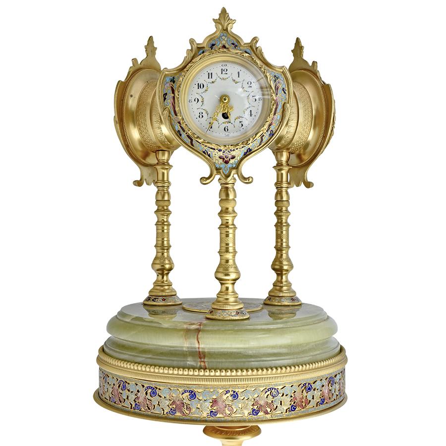 French Three Dial Time and Weather Compendium Clock - Renaissance Antiques