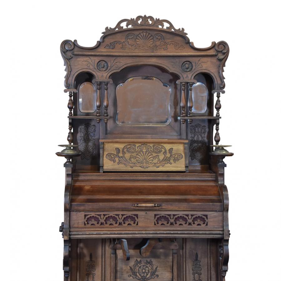 American Carved Walnut Parlor Pump Organ - Renaissance Antiques
