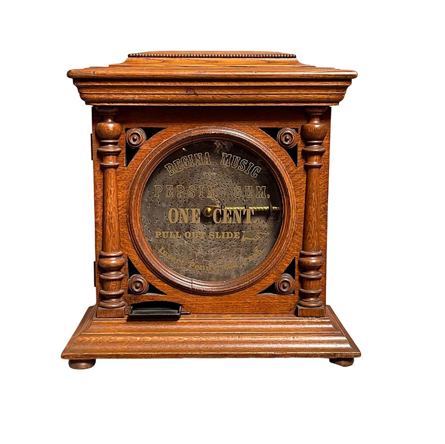 American Regina Rare Gum Dispensing Disc Music Box - Renaissance Antiques