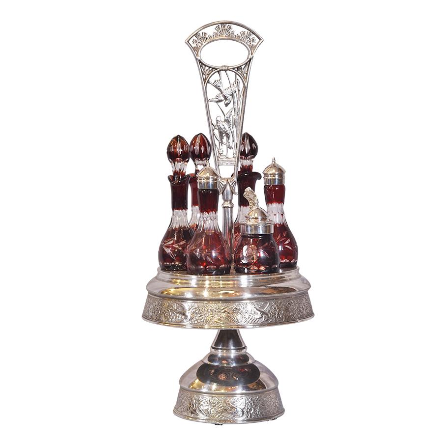 American Castor Set with Ruby Bottles by Meriden - Renaissance Antiques