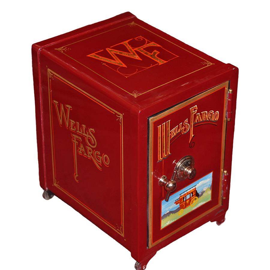 1920s Red Lacquer Wells Fargo Safe - Renaissance Antiques