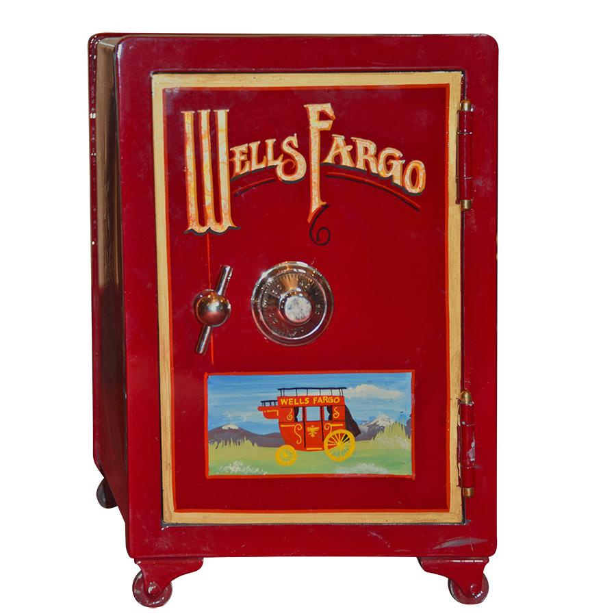 1920s Red Lacquer Wells Fargo Safe - Renaissance Antiques