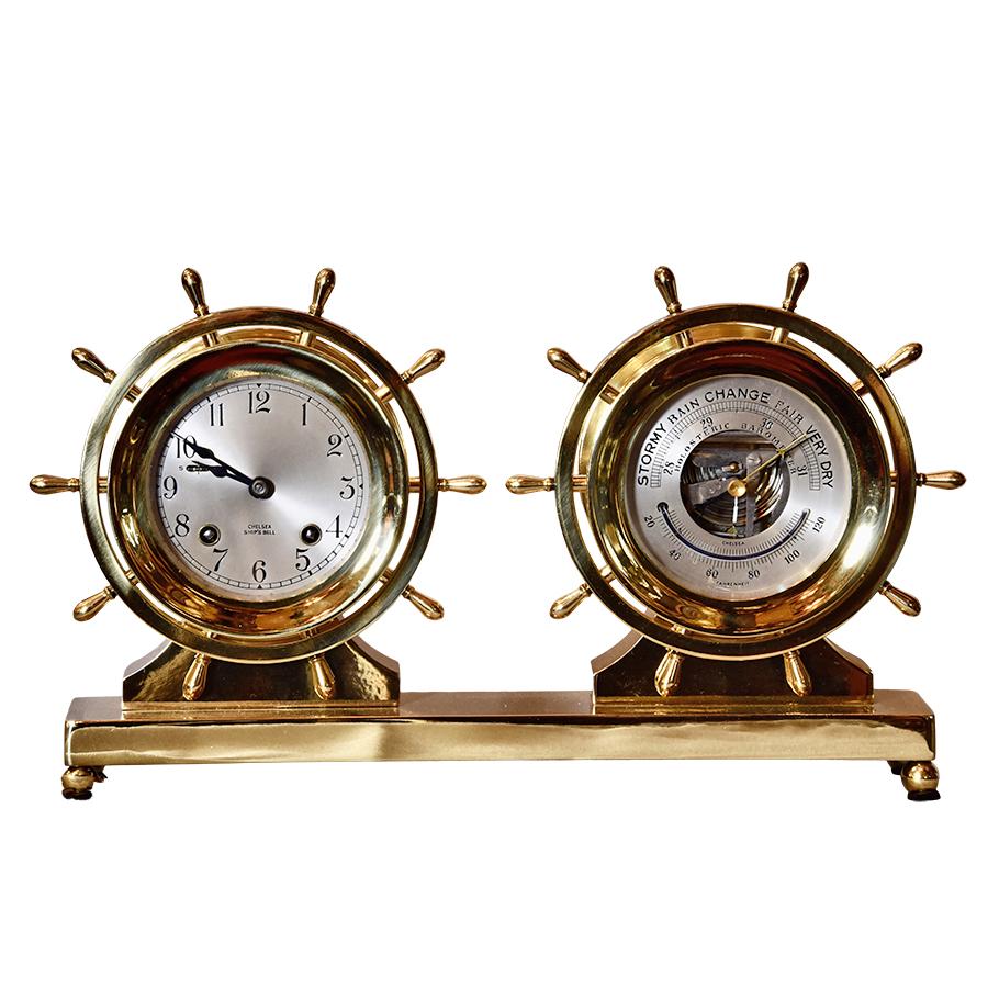 American Chelsea Claremont Mantel Clock & Barometer - Renaissance Antiques